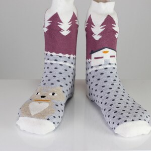 Personalized Winter Socks Custom Embroidered Socks Dog Cabin Crew Socks ...