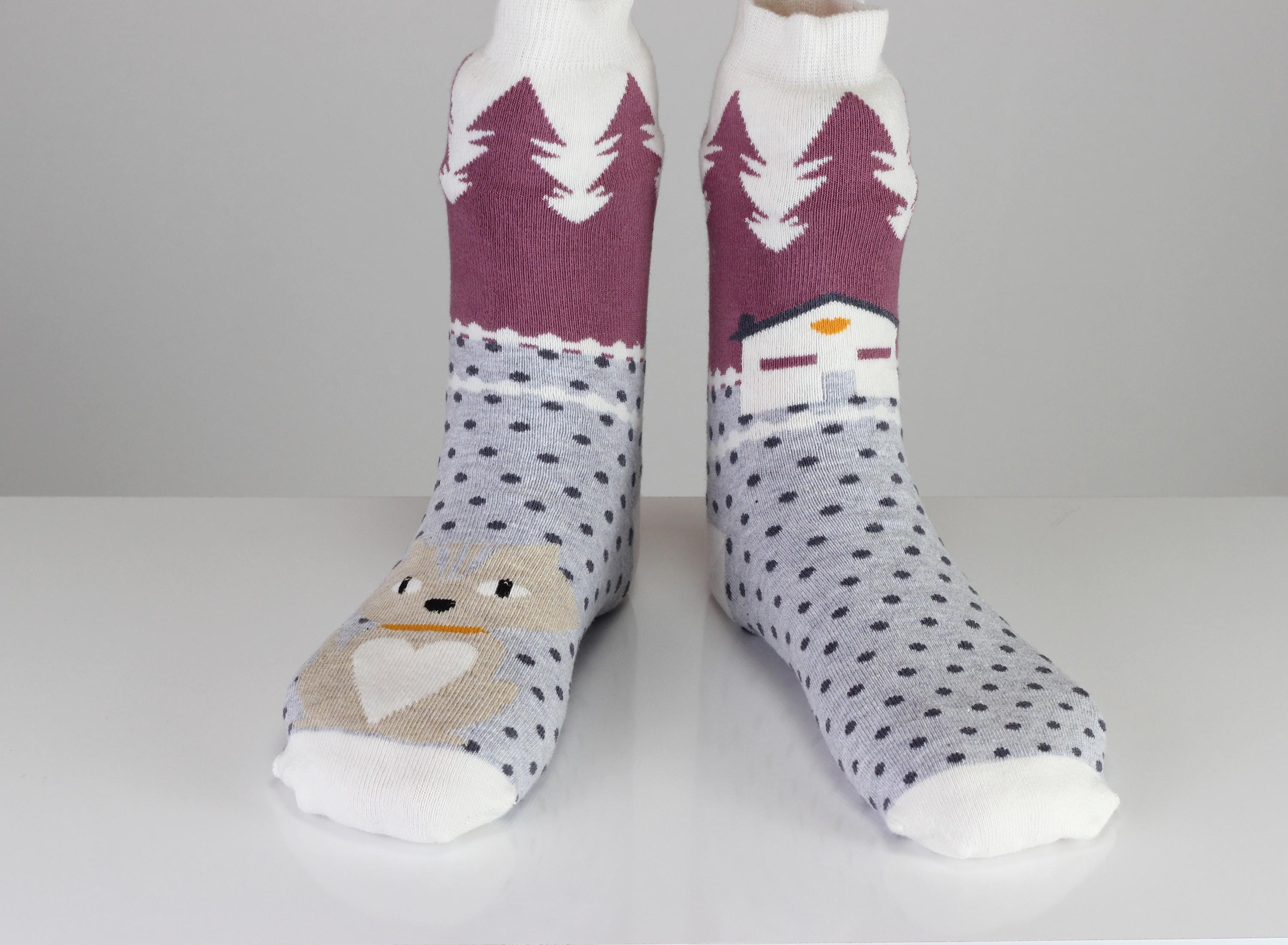 Personalized Winter Socks Custom Embroidered Socks Dog Cabin Crew Socks ...