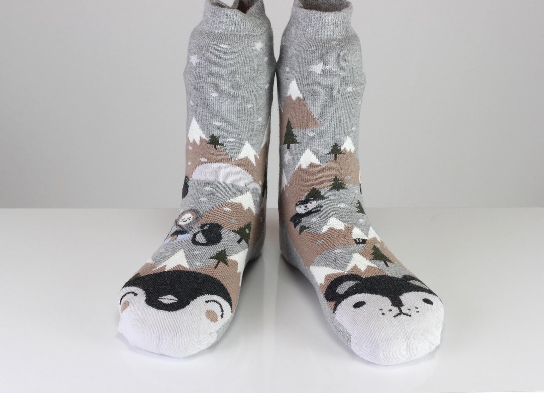 Eskimo Catch Fish Socks Cute Animal Face Mountain Penguin Bear ...