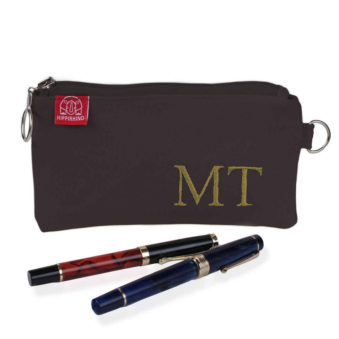 Personalized Embroidered Pencil Case Custom Name Initial Canvas Pouch ...