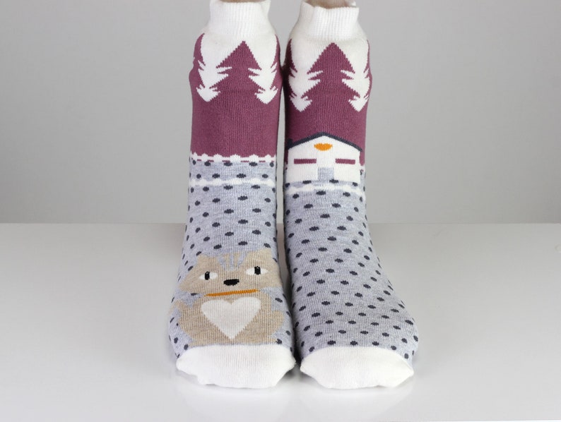 Personalized Winter Socks Custom Embroidered Socks Dog Cabin Crew Socks ...