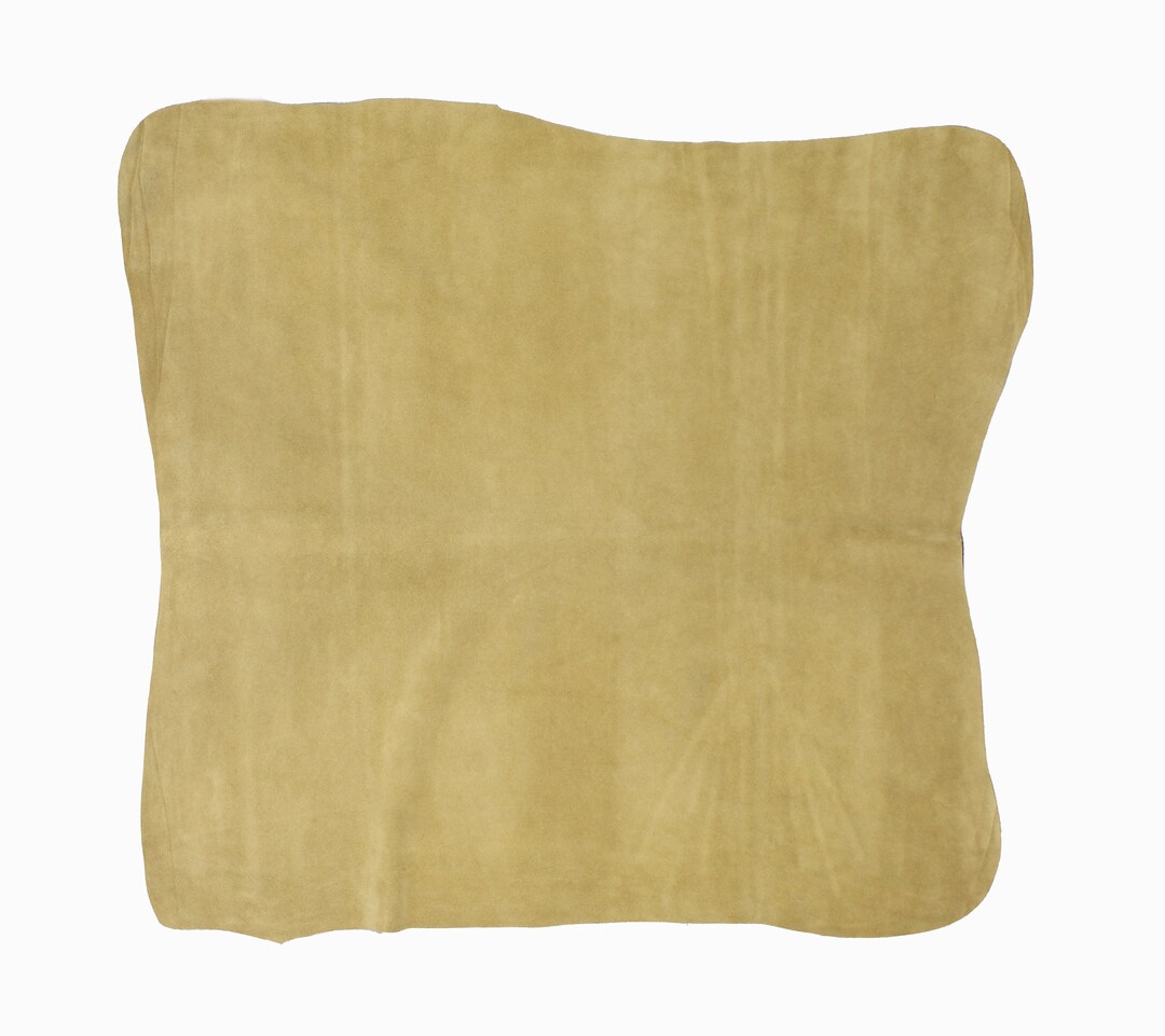 Light Mustard Suede Split Sides Cowhide Soft Genuine Real Leather First ...