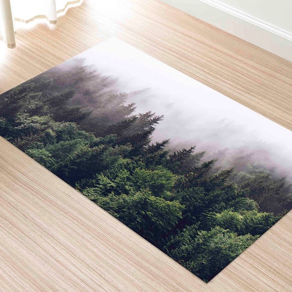 Misty Green Forest Landscape - Etsy