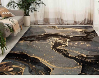 Gold Abstract Rug - Etsy