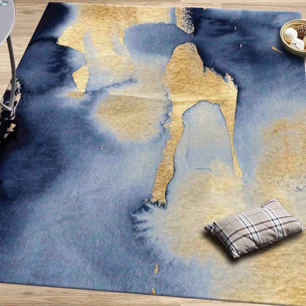 Blue and Gold Area Rug - Etsy