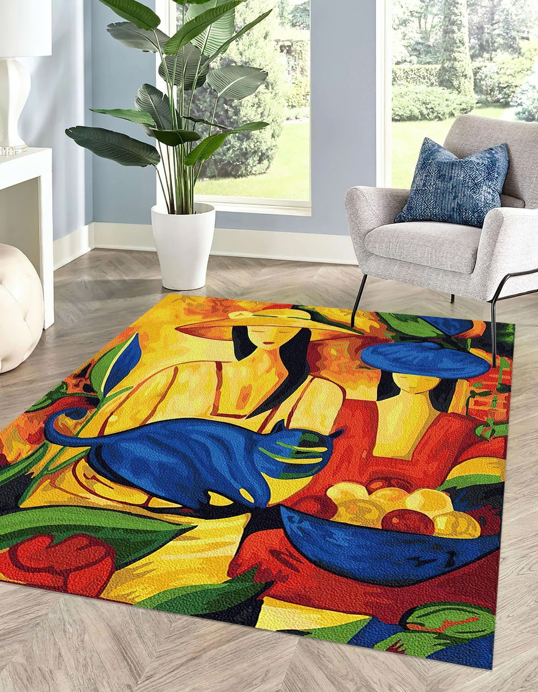 Picasso Rug Saloon Rug Picasso Women and Cat Rug Famous - Etsy