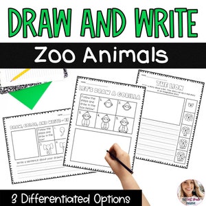 Zoo Directed Drawing and Writing Activity for Kids / Kids Art and ...