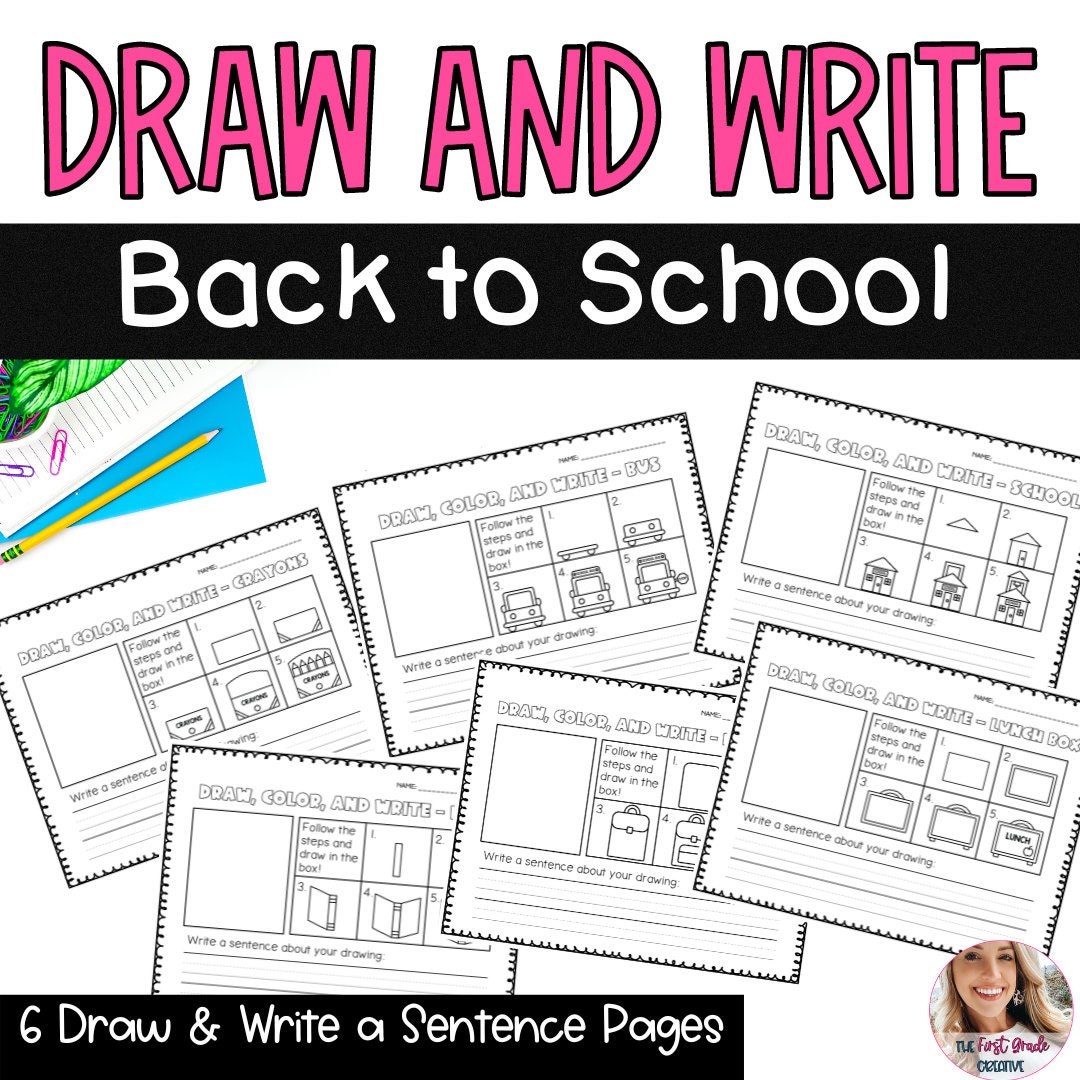 Back to School Directed Drawing and Writing Activity for Kids / Kids ...