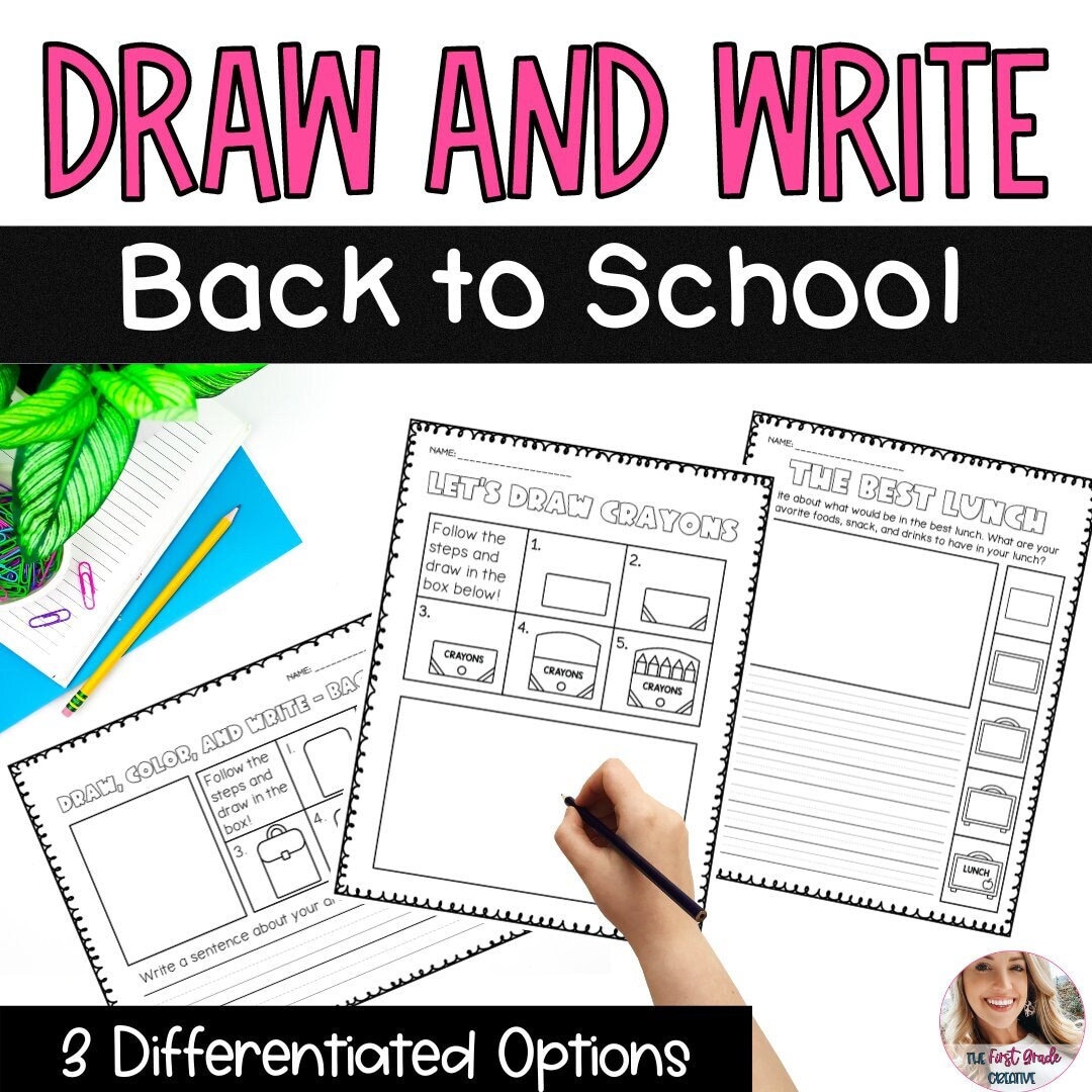 Back to School Directed Drawing and Writing Activity for Kids / Kids ...