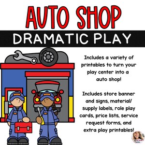 Auto Shop Dramatic Play Center / Pretend Play / Elementary School ...