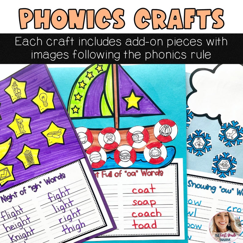 Vowel Teams Phonics Crafts: Elementary Activities (digital Download) - Etsy