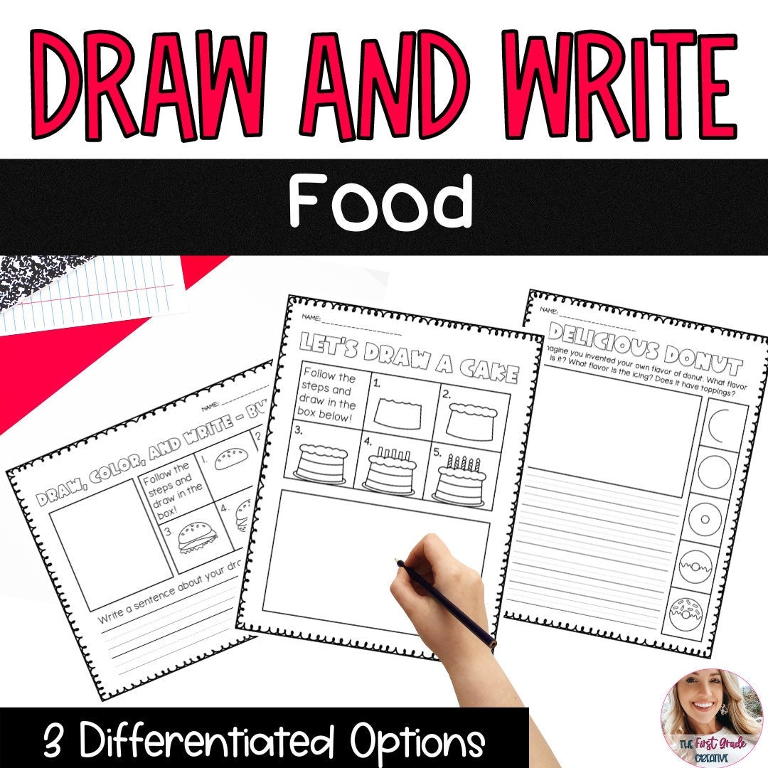 Food Directed Drawing and Writing Activity for Kids / Kids Art and ...