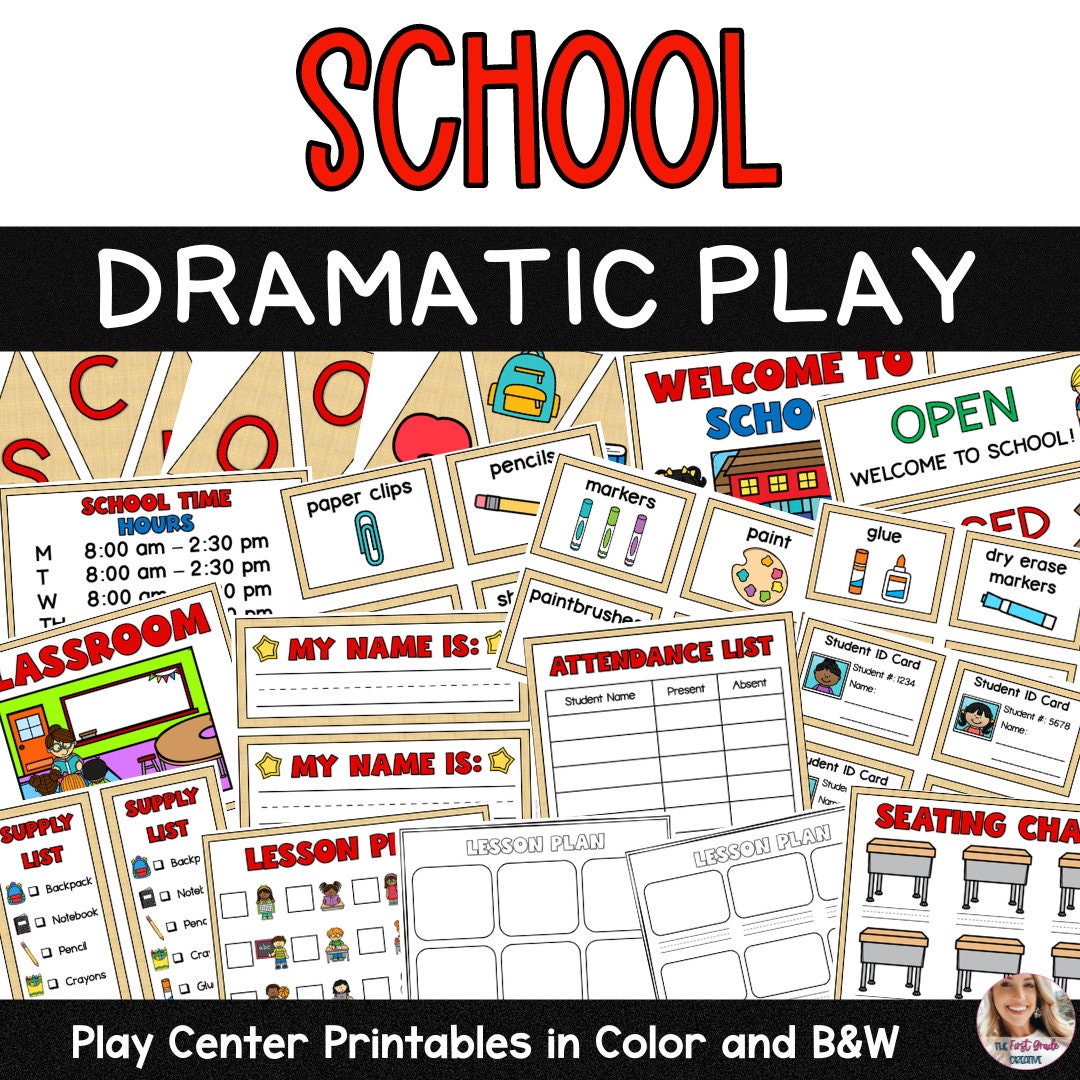 Pretend School Classroom: Dramatic Play Center Printables (digital ...