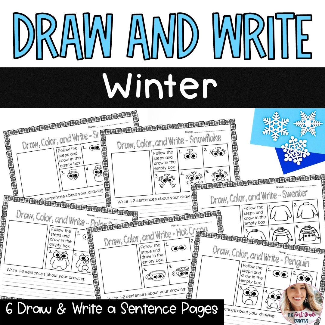 Winter January Directed Drawing and Writing Activity for Kids / Kids ...