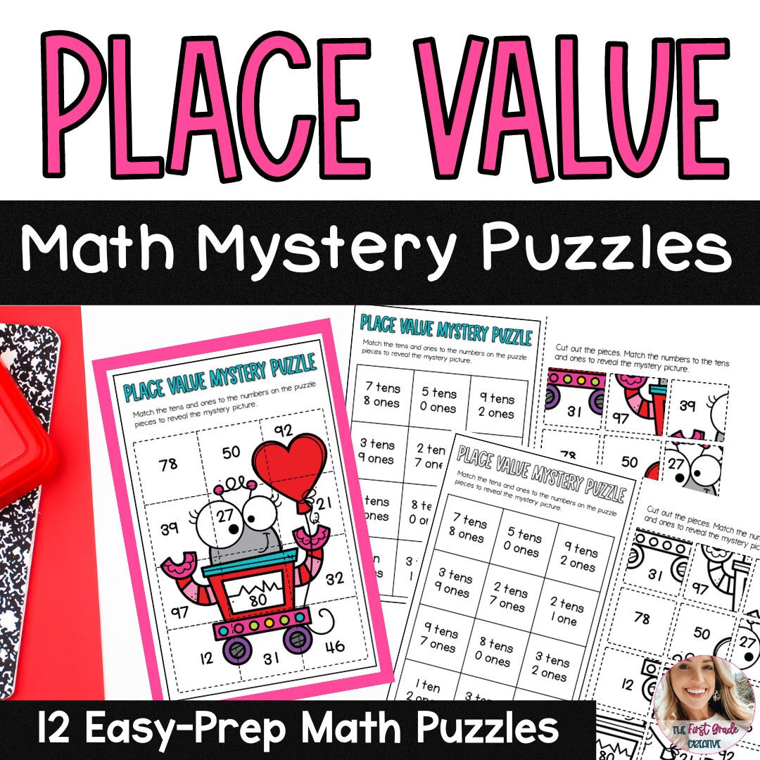 February Place Value to 100 Puzzles Printable Math Puzzles 12 Puzzles ...