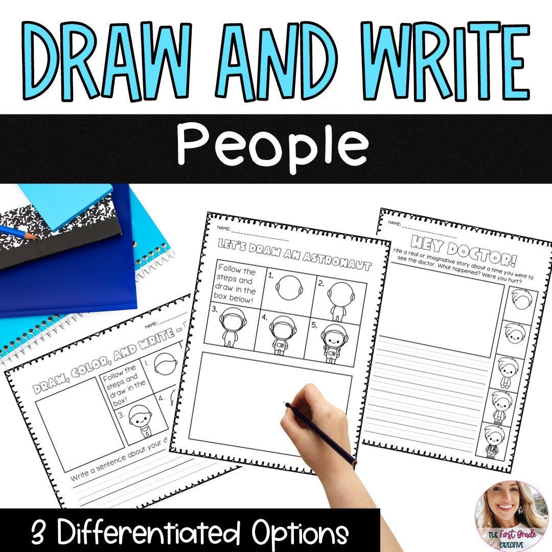 People Directed Drawing and Writing Activity for Kids / Kids Art and ...