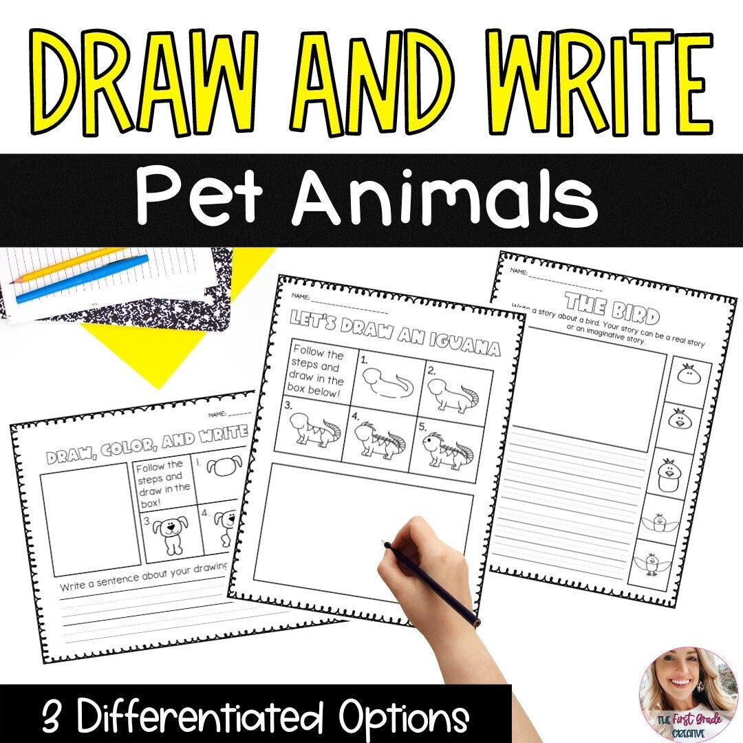 Pets Directed Drawing and Writing Activity for Kids / Kids Art and ...