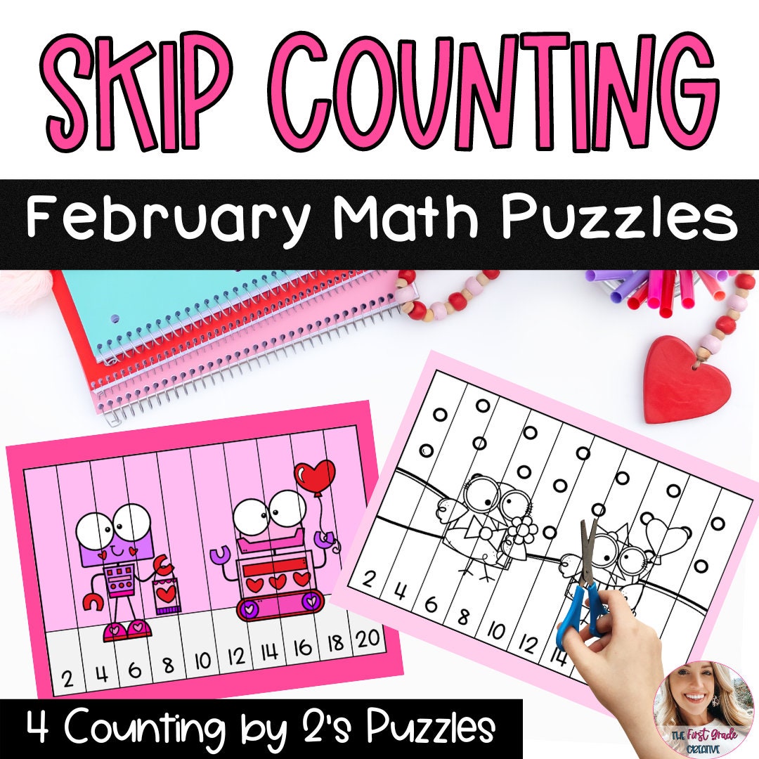 February Skip Counting Puzzles Counting by 2s 5s and 10s Printable Math ...