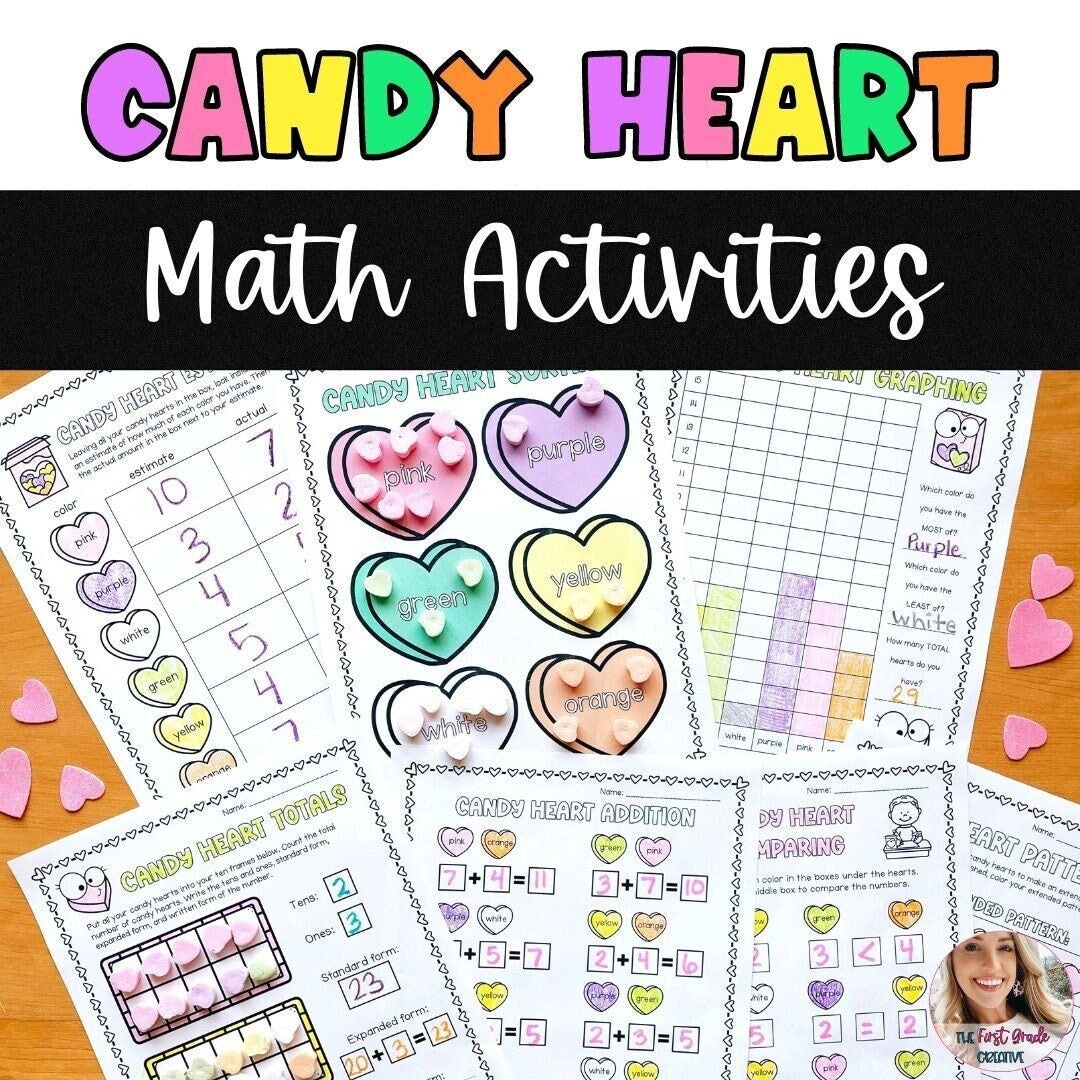 Candy Heart Math Activities / Sorting / Counting / Adding / Graphing ...