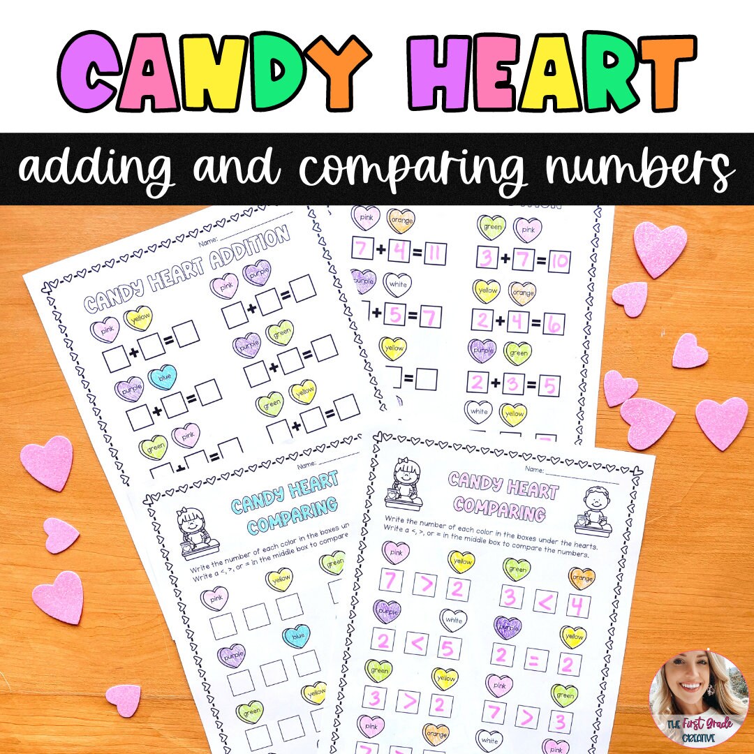 Candy Heart Math Activities / Sorting / Counting / Adding / Graphing ...