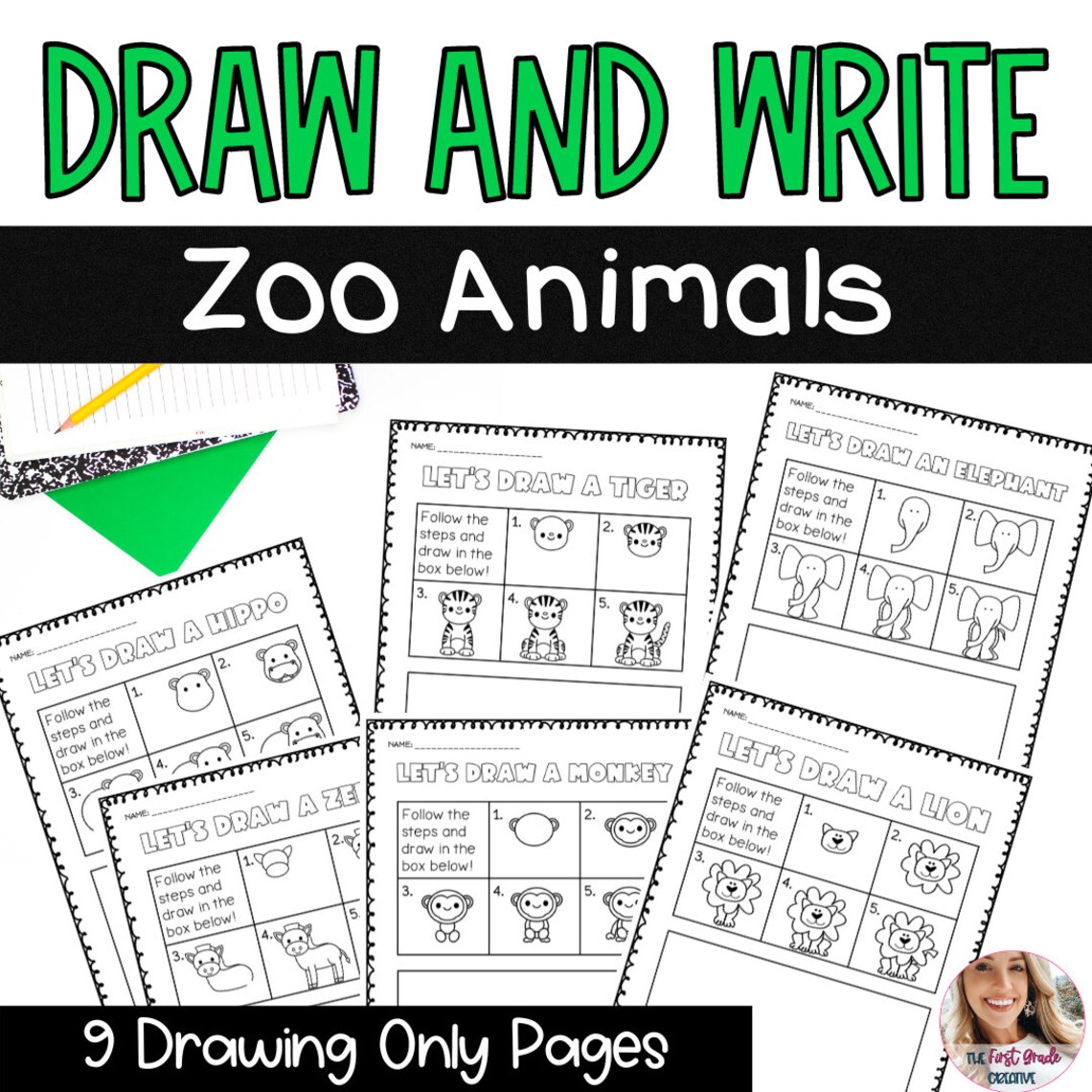 Zoo Directed Drawing and Writing Activity for Kids / Kids Art and ...