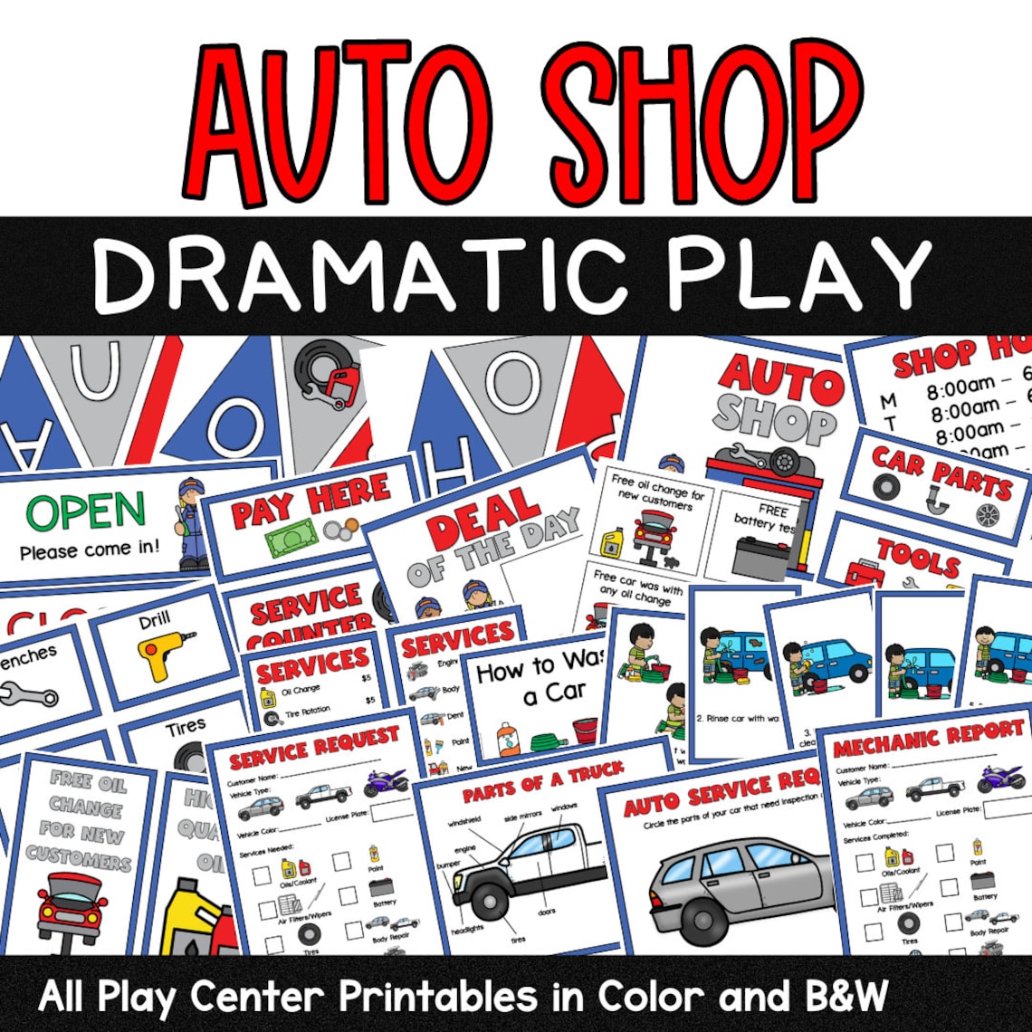 Auto Shop Dramatic Play Center / Pretend Play / Elementary School ...