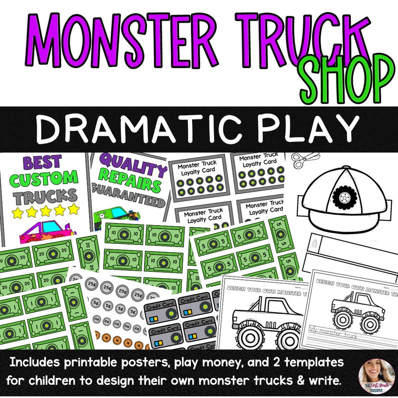 Monster Truck Shop Dramatic Play Center / Pretend Play / Homeschool ...
