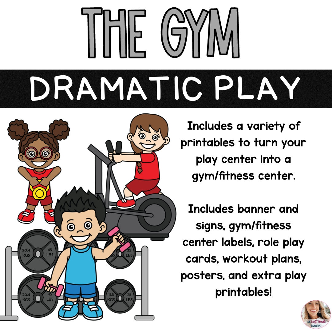 Gym Dramatic Play Center: Fitness Pretend Play Printables (digital ...