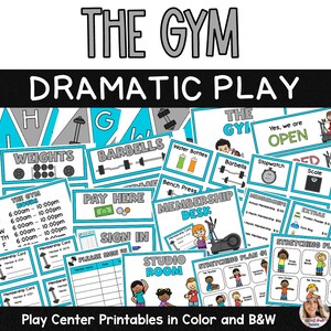 Gym Dramatic Play Center: Fitness Pretend Play Printables (digital ...