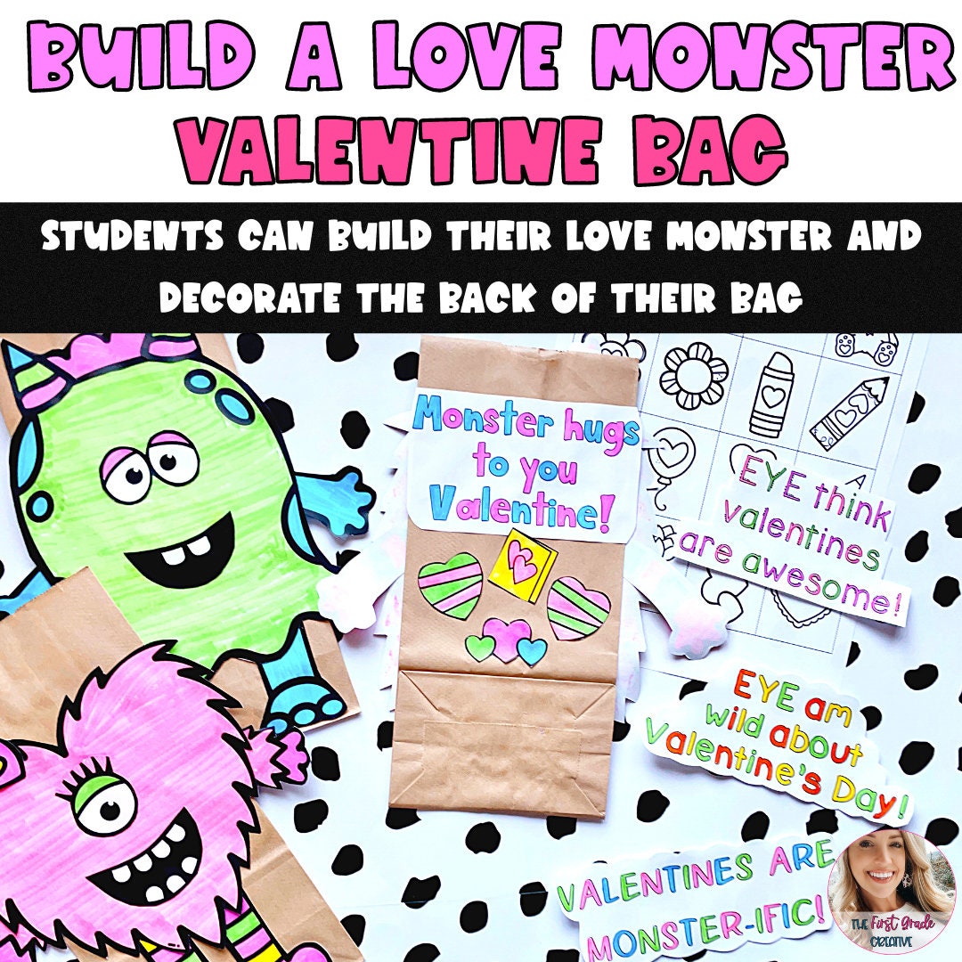 Valentines Day Bag / Build a Love Monster Bag Activity / Valentines Day ...