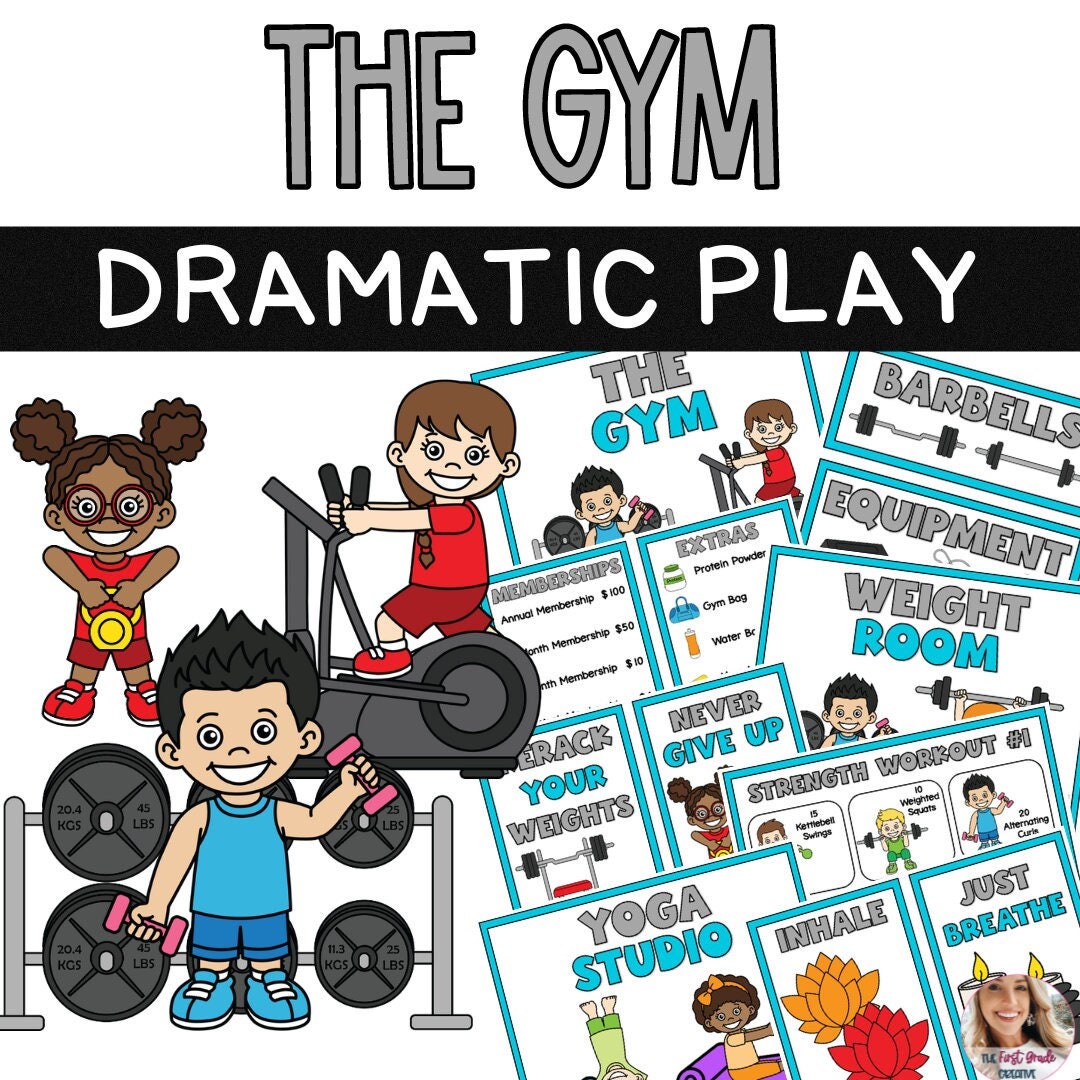 Gym Dramatic Play Center: Fitness Pretend Play Printables (digital ...