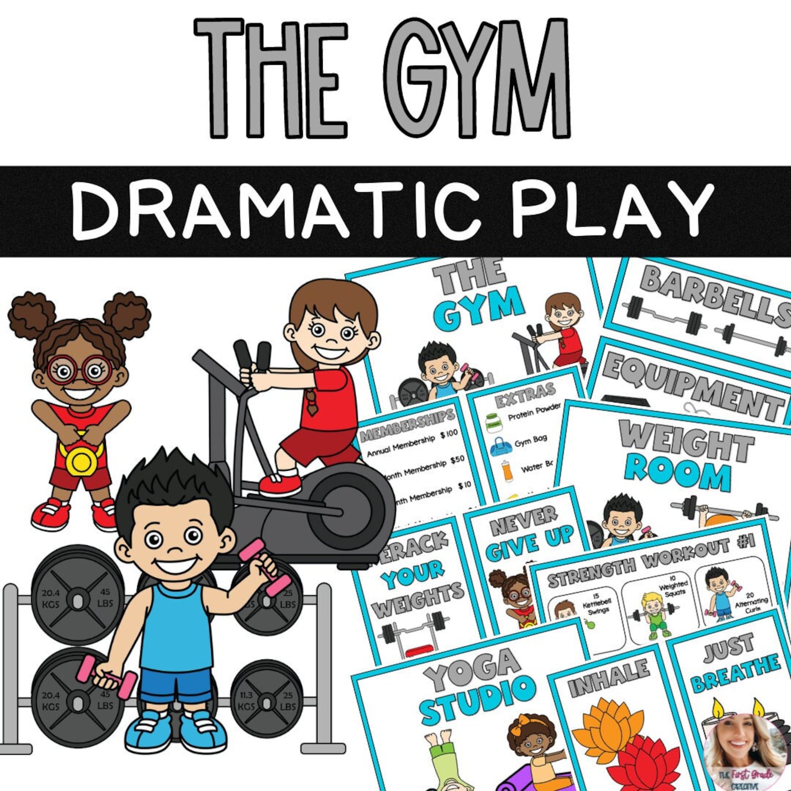 Gym Dramatic Play Center: Fitness Pretend Play Printables (digital ...