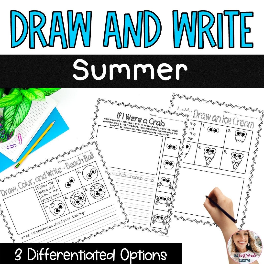 Summer Directed Drawing and Writing Activity for Kids / Kids Art and ...