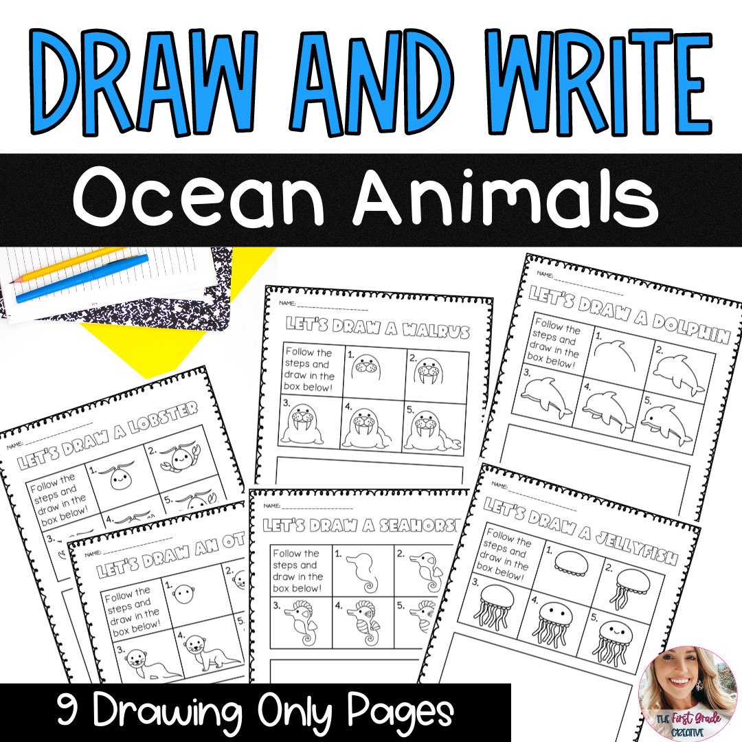 Ocean Animals Directed Drawing and Writing Activity for Kids / Kids Art ...