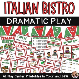 Italian Restaurant Dramatic Play Center / Italian Bistro / Pretend Play ...