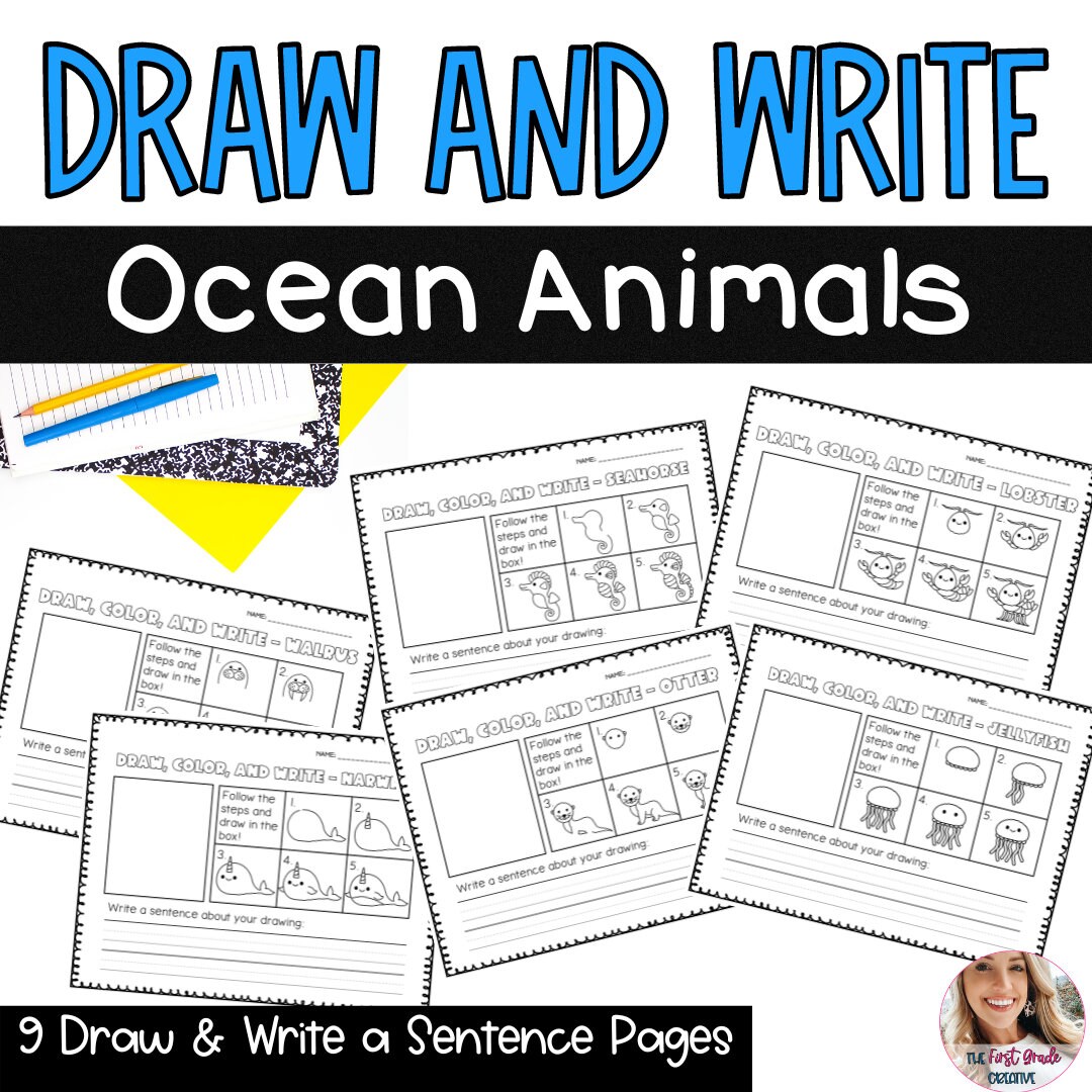 Ocean Animals Directed Drawing and Writing Activity for Kids / Kids Art ...