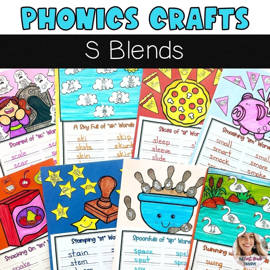 Beginning S Blend Crafts / Phonics Activities / Elementary Phonics ...