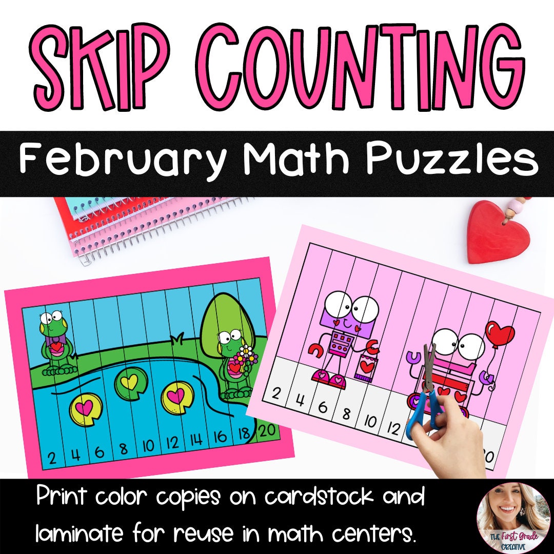 February Skip Counting Puzzles Counting by 2s 5s and 10s Printable Math ...