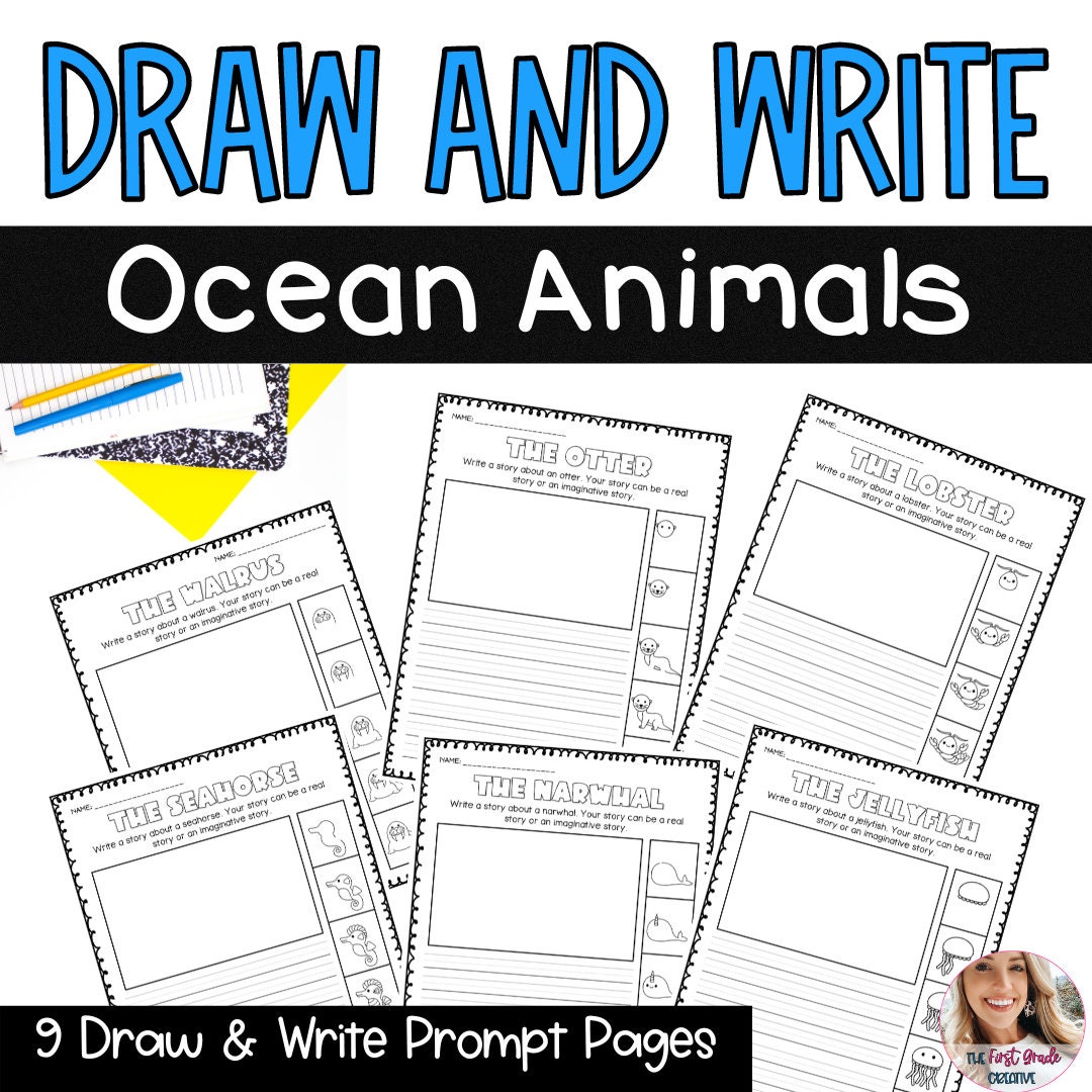 Ocean Animals Directed Drawing and Writing Activity for Kids / Kids Art ...
