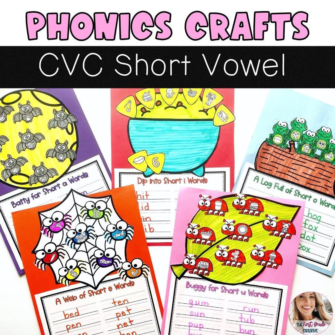 CVC Short Vowel Crafts / Phonics Activities / Elementary Phonics ...