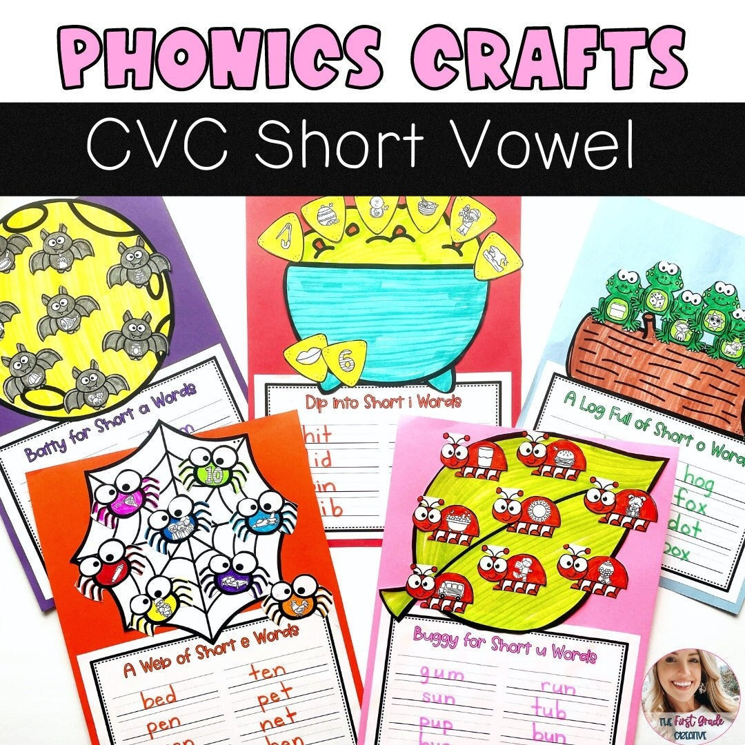 CVC Short Vowel Crafts / Phonics Activities / Elementary Phonics ...