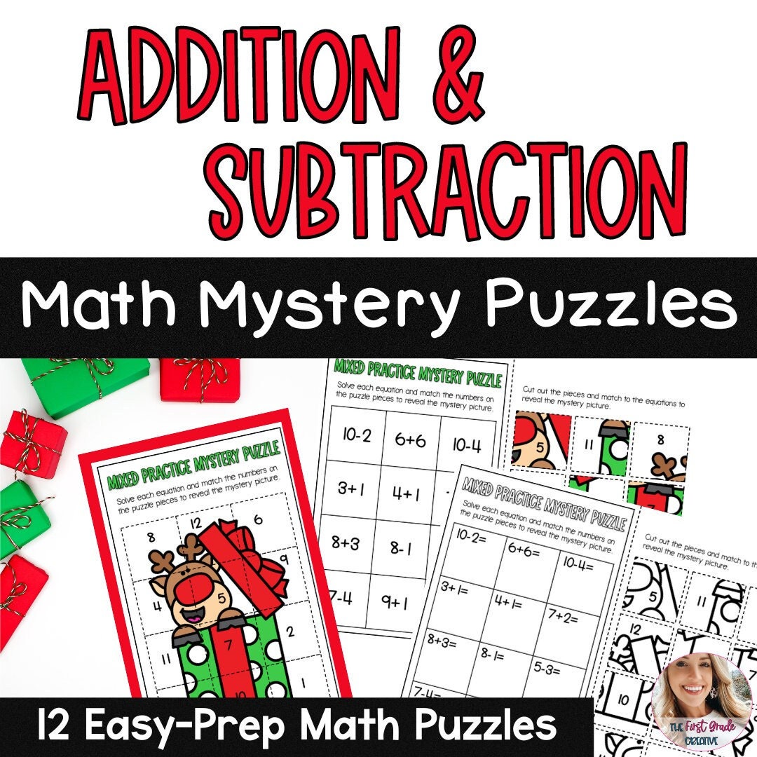 Christmas Addition Subtraction Puzzles | Printable Math Puzzles | 12 ...