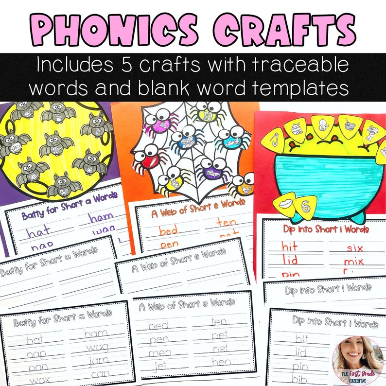 CVC Short Vowel Crafts / Phonics Activities / Elementary Phonics ...