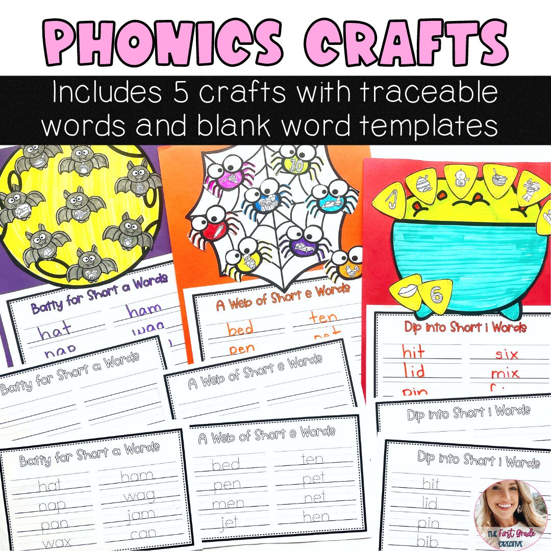 CVC Short Vowel Crafts / Phonics Activities / Elementary Phonics ...