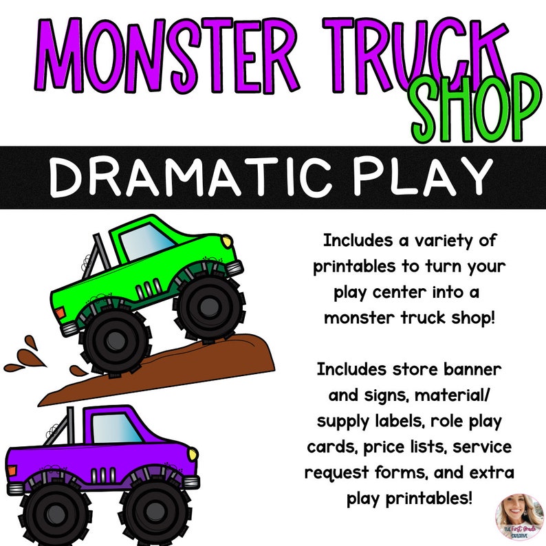 Monster Truck Shop Dramatic Play Center / Pretend Play / Homeschool ...