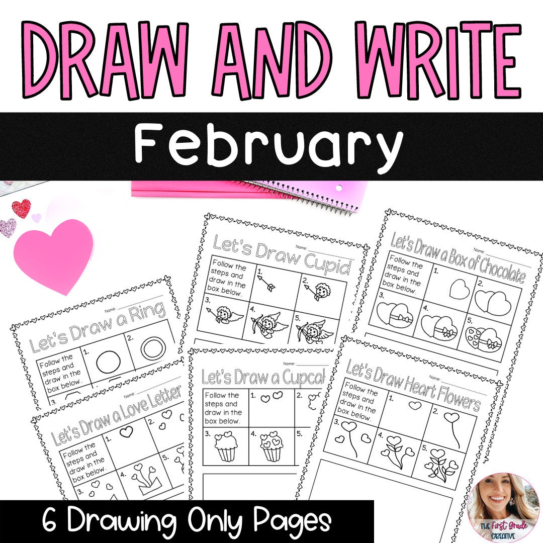 Valentine February Directed Drawing and Writing Activity for Kids ...