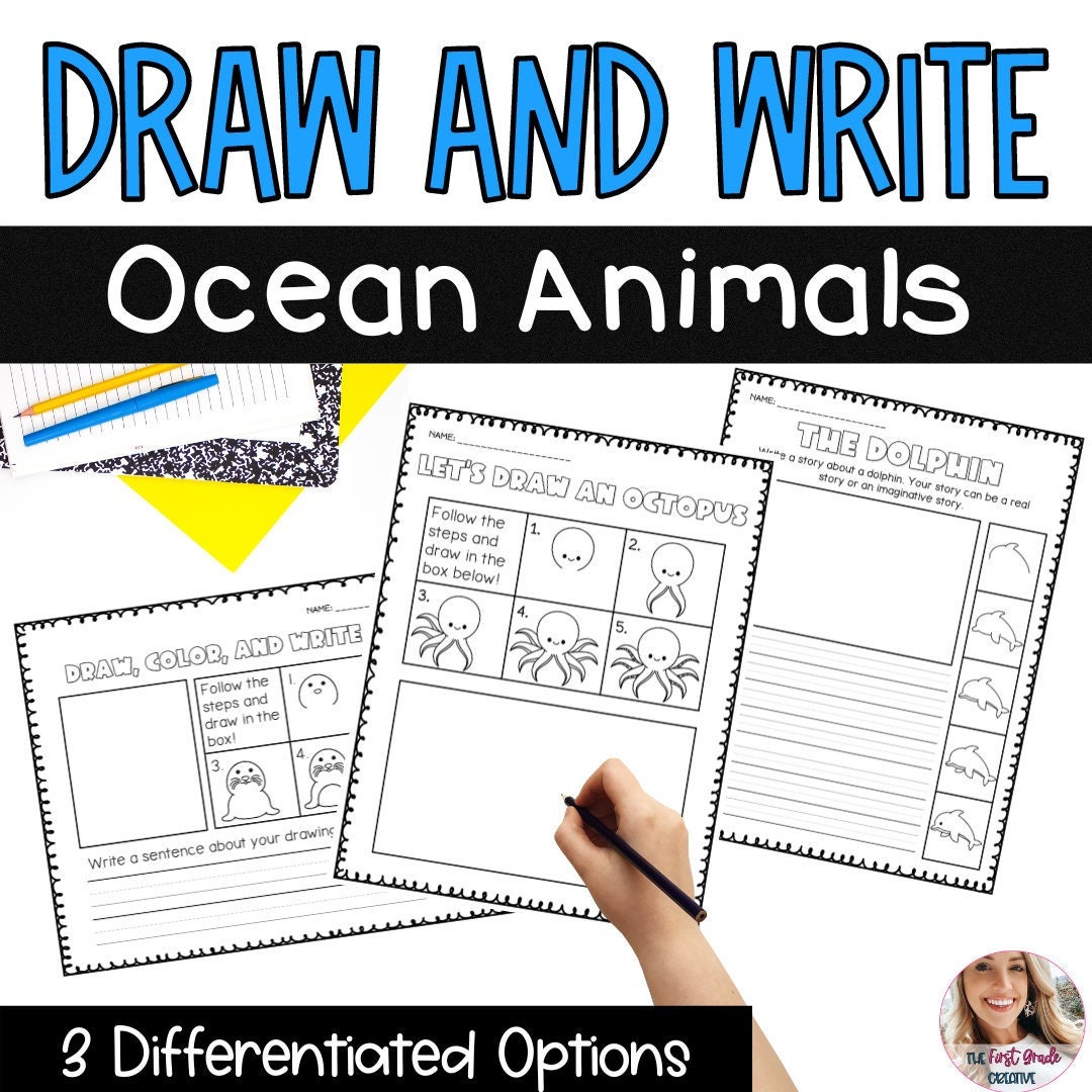 Ocean Animals Directed Drawing and Writing Activity for Kids / Kids Art ...