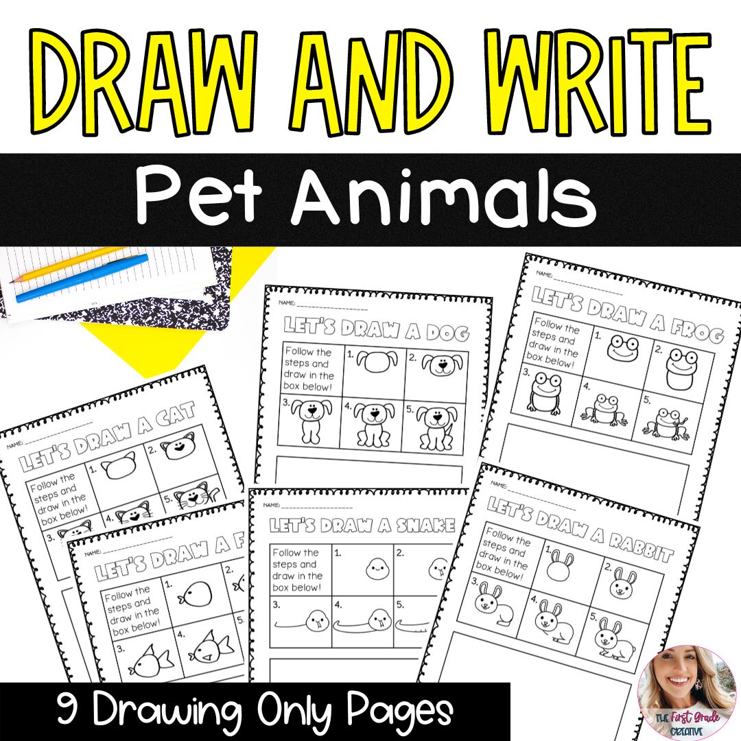 Pets Directed Drawing and Writing Activity for Kids / Kids Art and ...