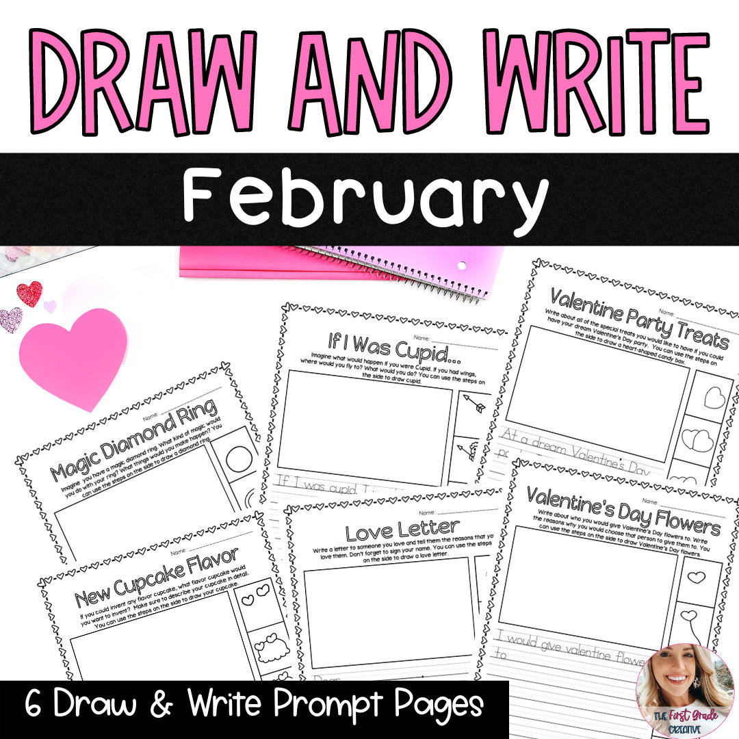 Valentine February Directed Drawing and Writing Activity for Kids ...