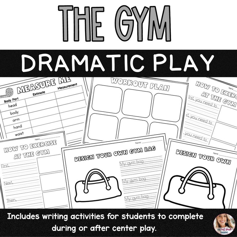 Gym Dramatic Play Center: Fitness Pretend Play Printables (digital ...
